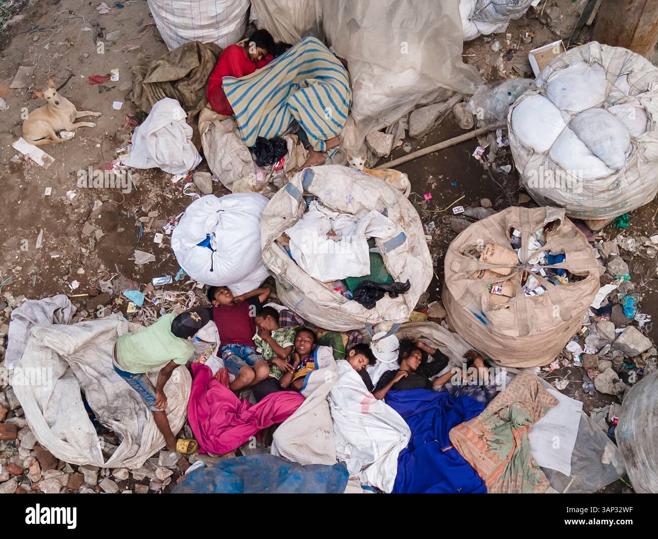 Dhaka, Bangladesh - 27 March 2023: Aerial view of plastic waste and ...
