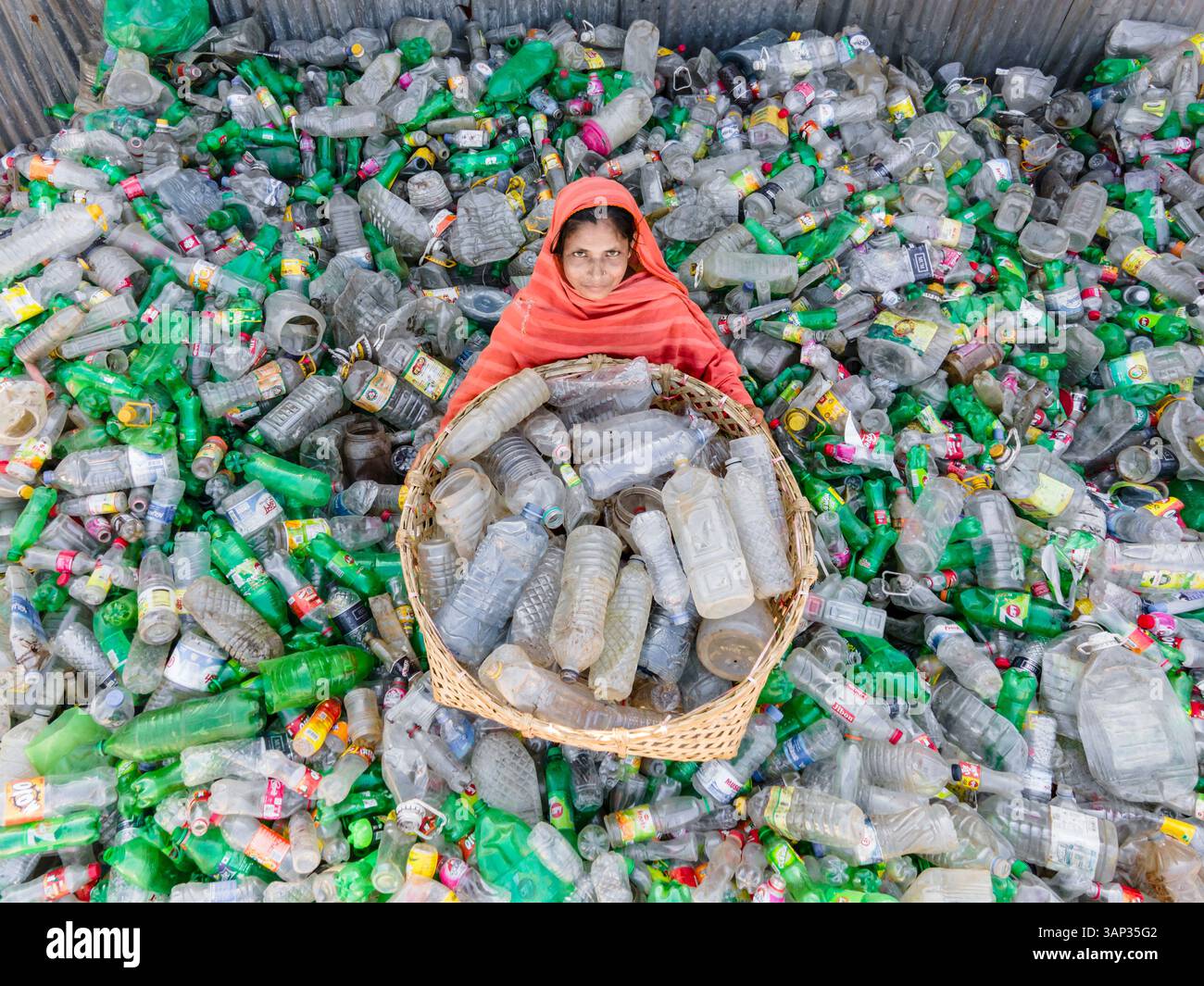 Narayanganj, Bangladesh - 09 November 2024: Aerial view of a woman ...