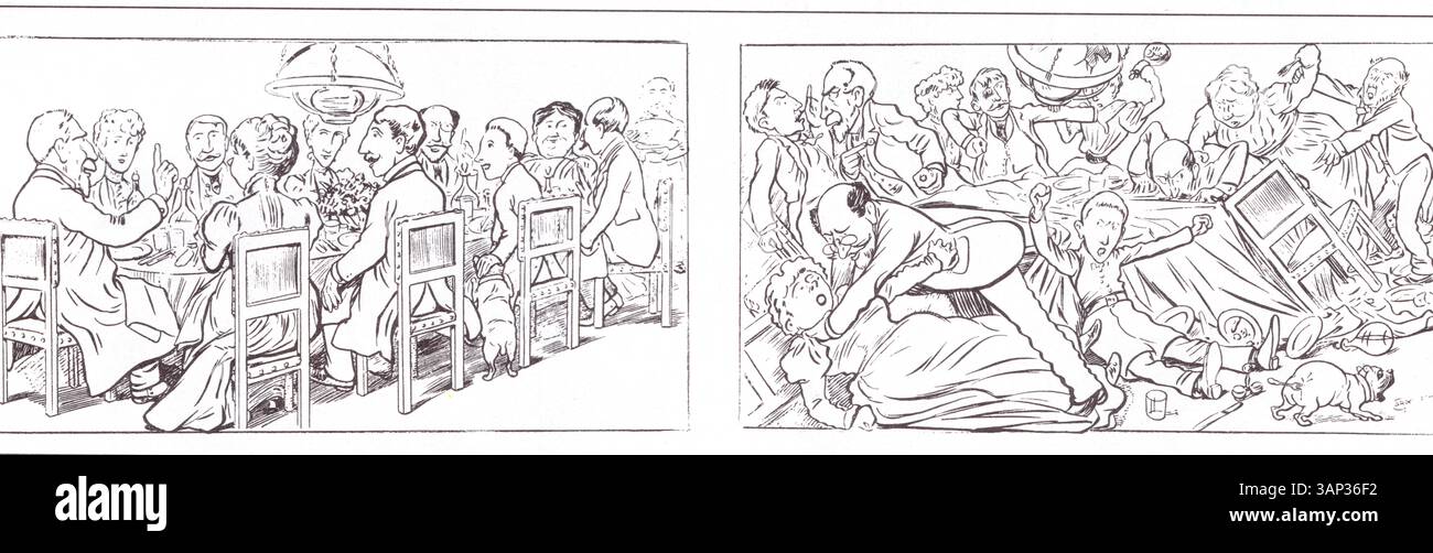 Une opinion divisée. Un diner en ville. Dessin de CARAN D'ACHE. Surtout ...