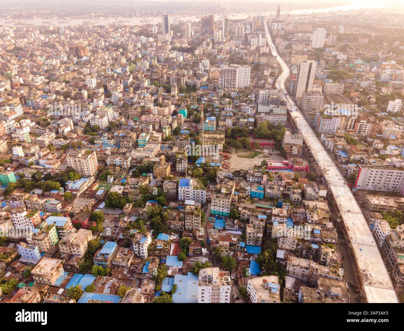 Aerial view of chattogram elevated expressway with modern buildings and ...
