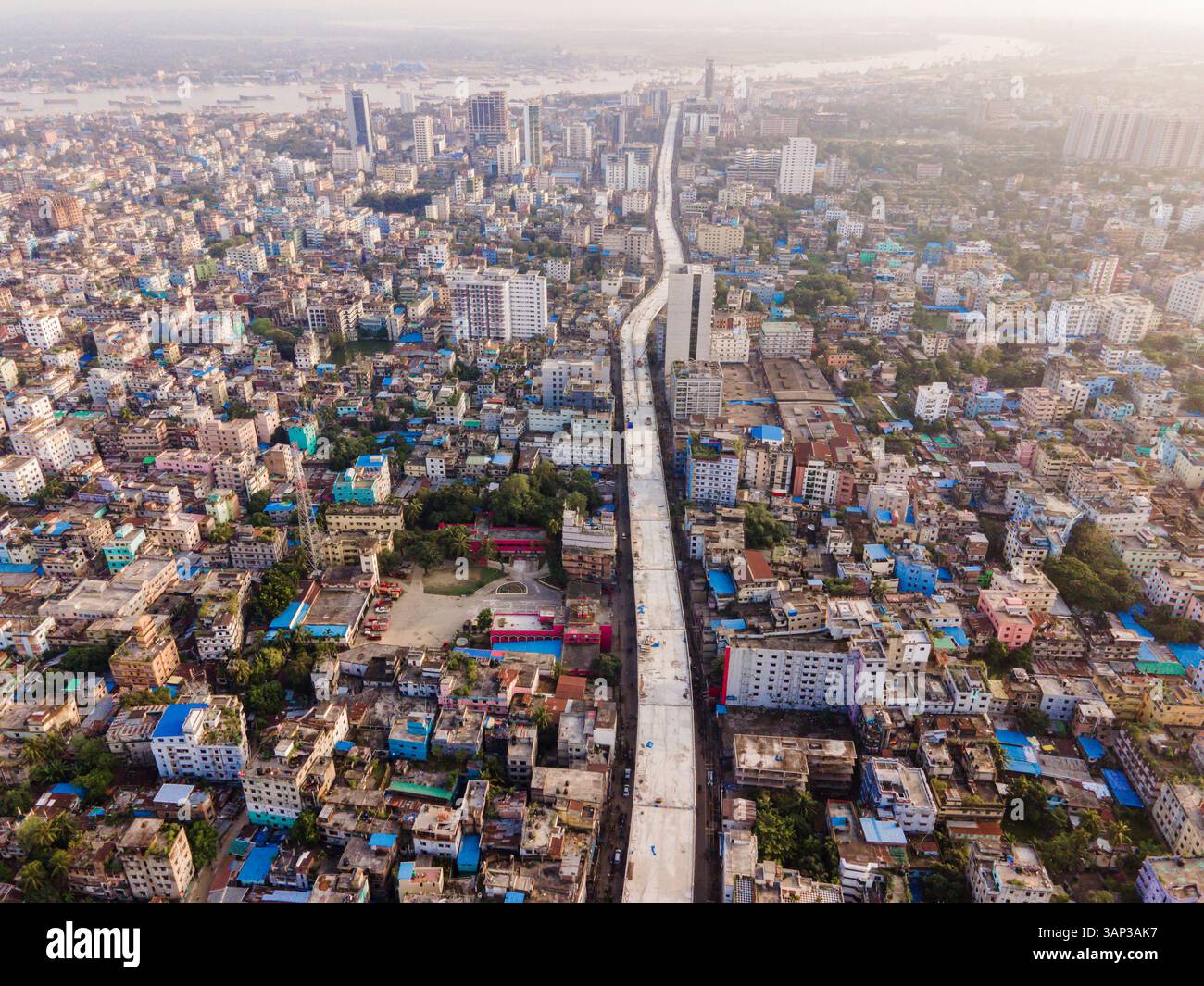 Aerial view of chattogram elevated expressway amidst a bustling ...
