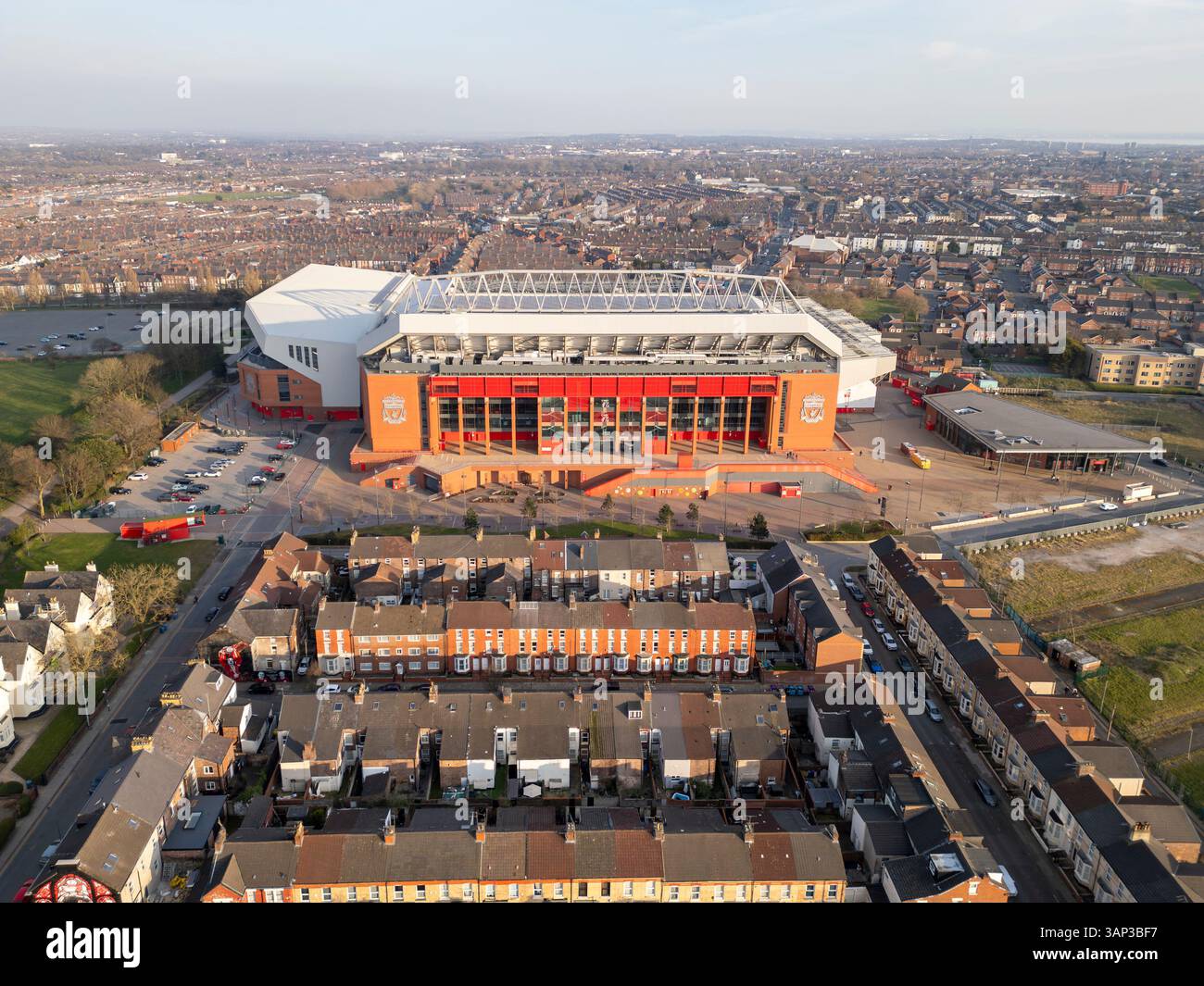Anfield, Liverpool Football Club stadium and housing, Merseyside ...