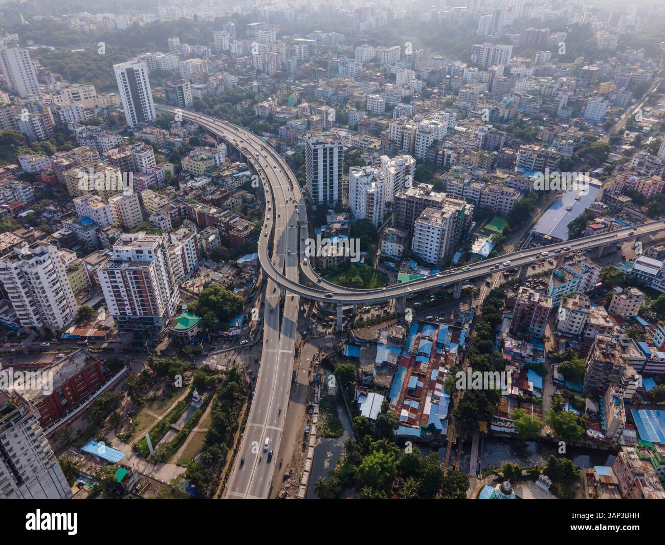 Aerial view of the bustling Akhtaruzzaman and Muradpur flyovers with ...