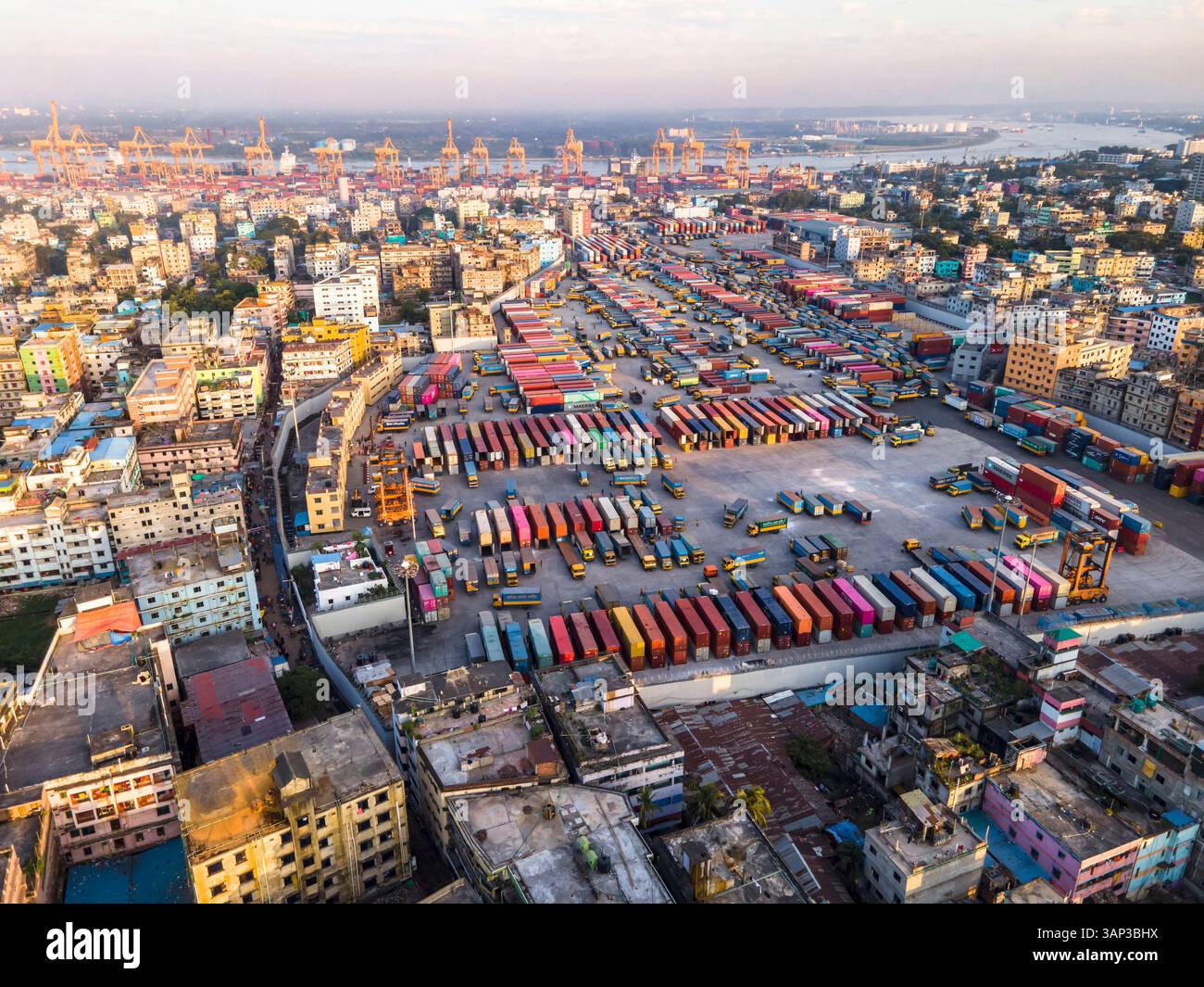 Aerial view of Chattogram Port with modern shipping containers and ...