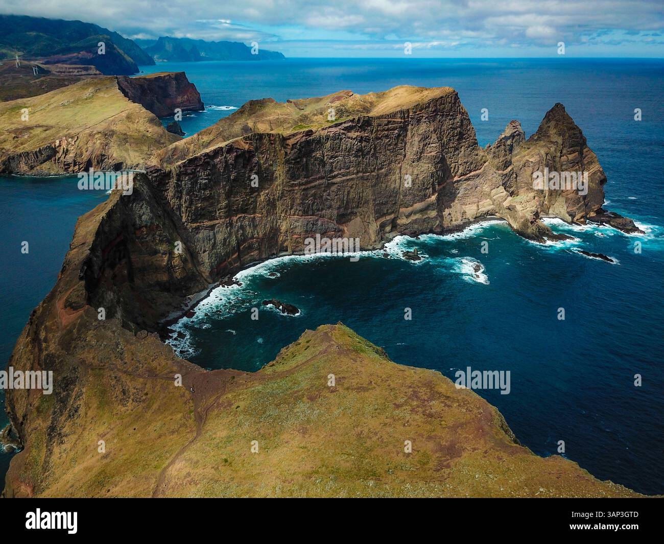 Aerial view of Sao Lourenco Madeira hiking trail on Madeira Island ...