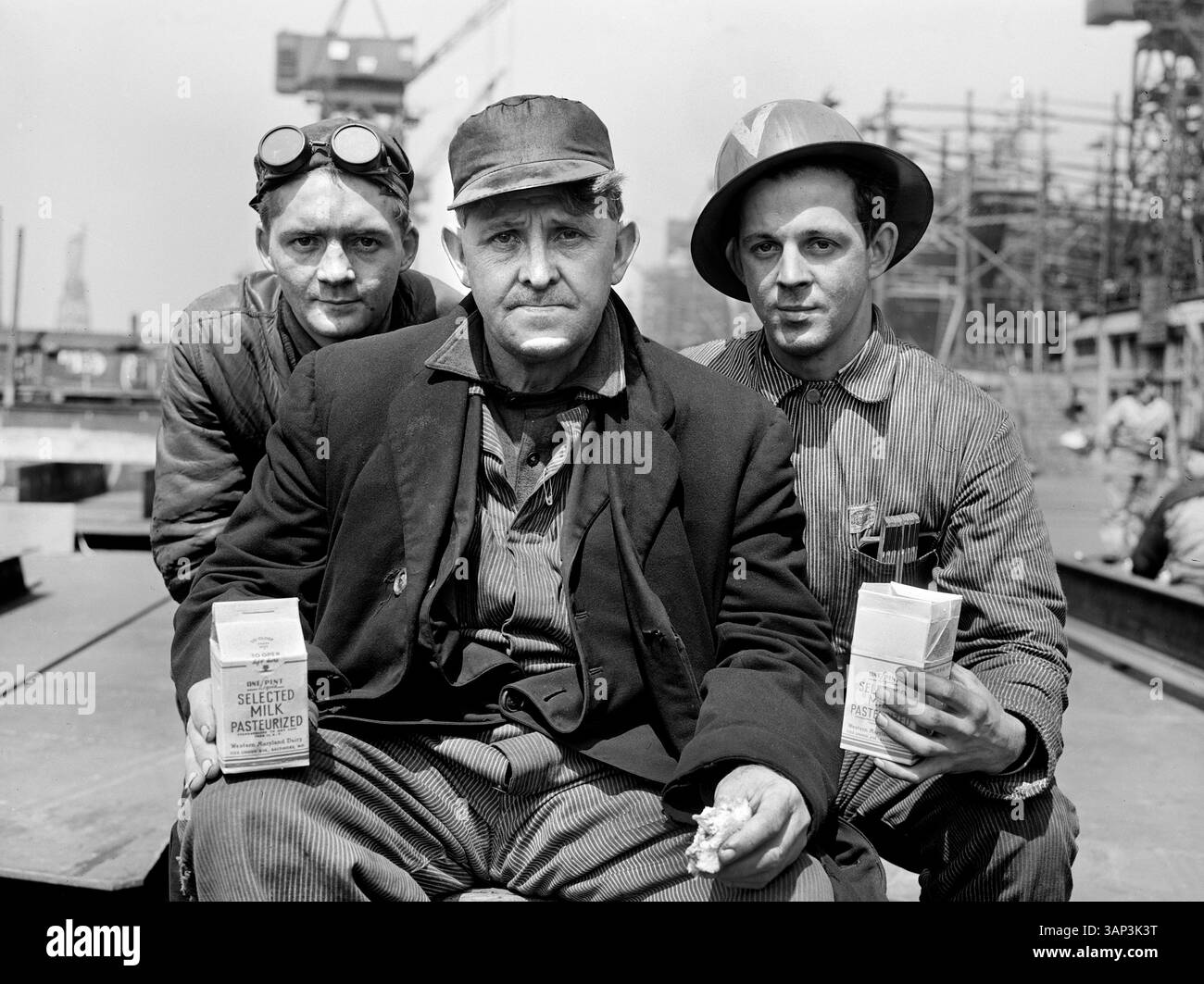 Workers on lunch break Black and White Stock Photos & Images - Alamy