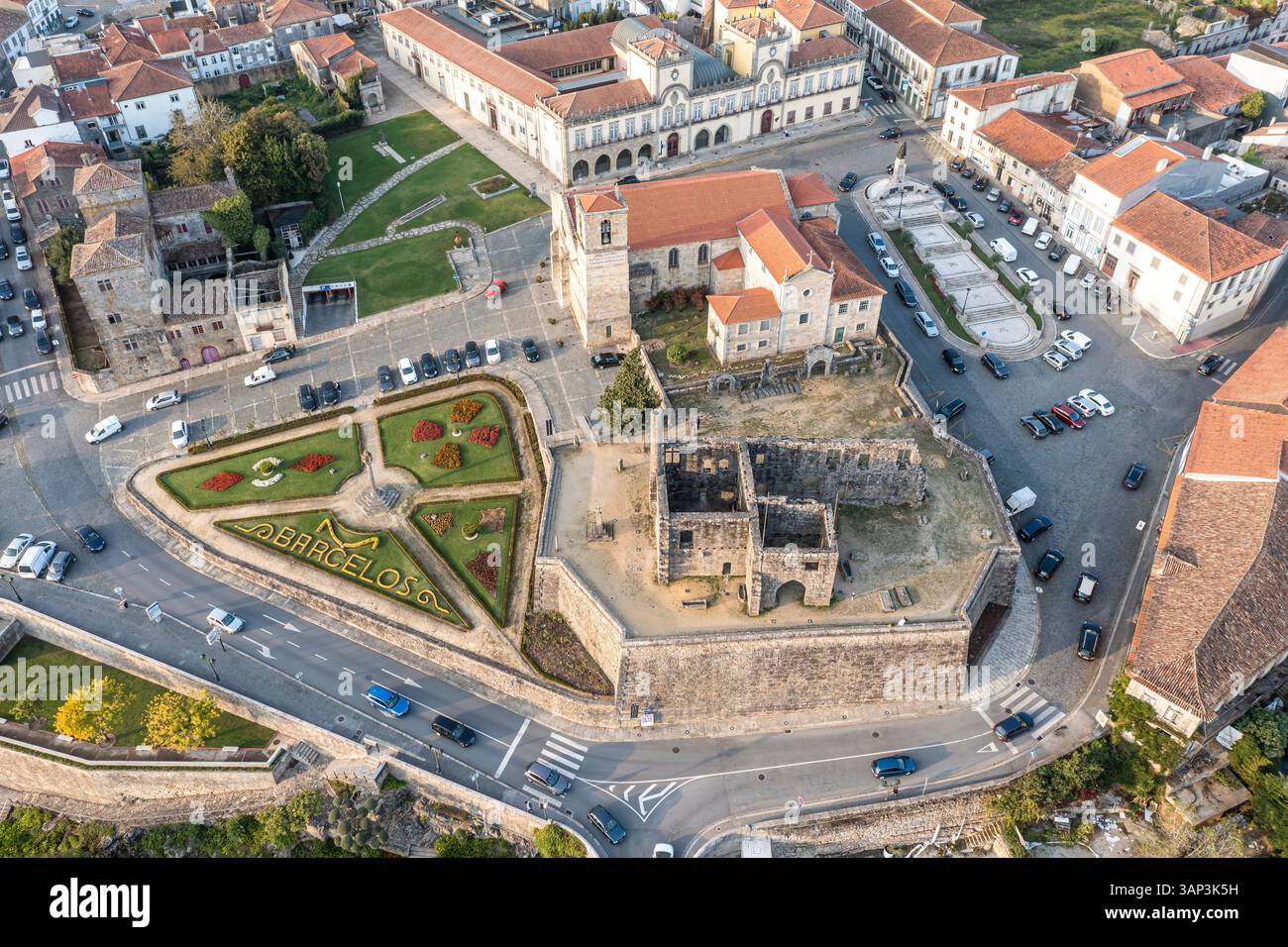Aerial view of an old castle in Barcelos, Portugal Stock Photo - Alamy