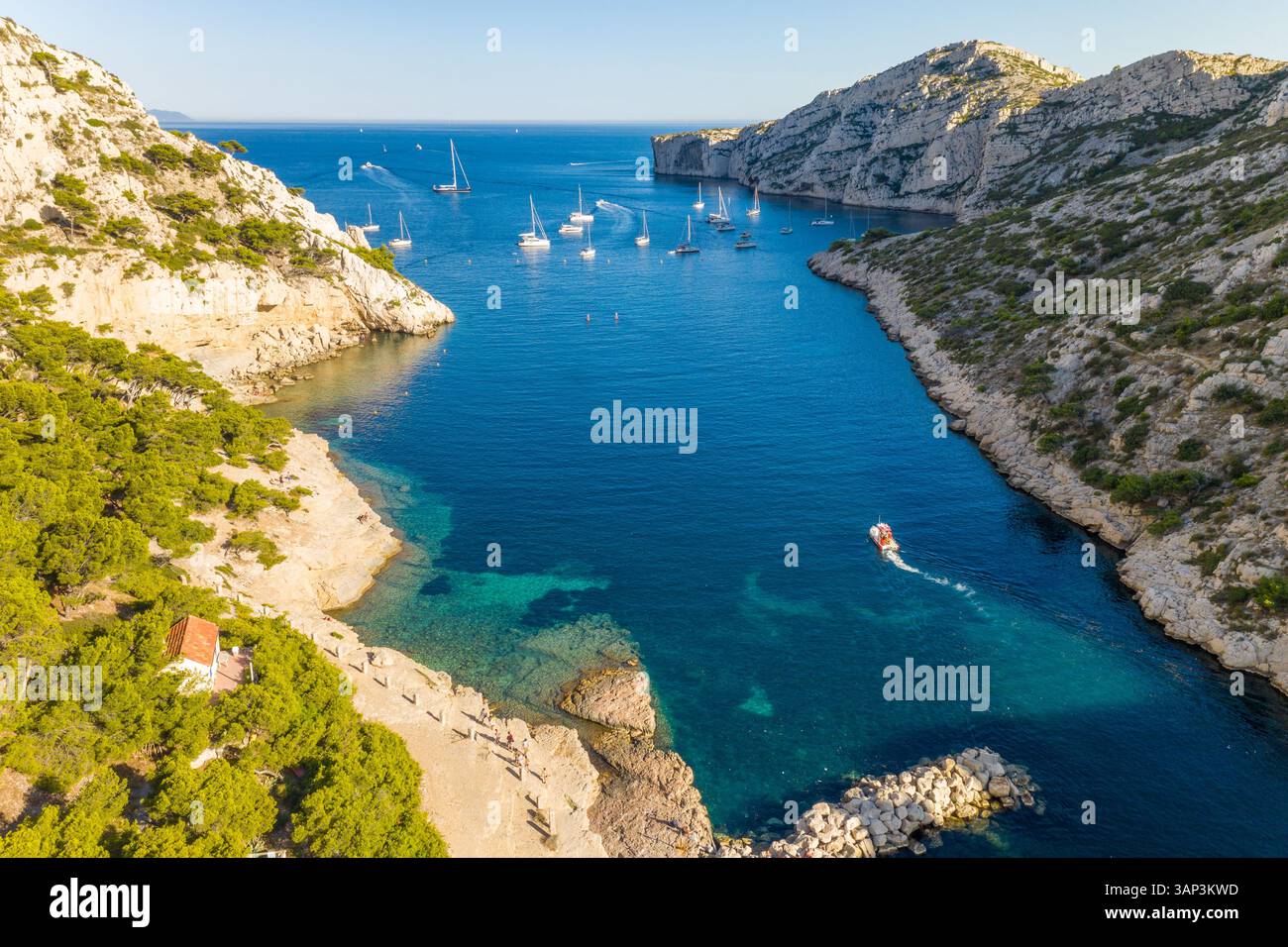 Aerial view of Calanques de Marseille, Côte d'Azur, France Stock Photo ...