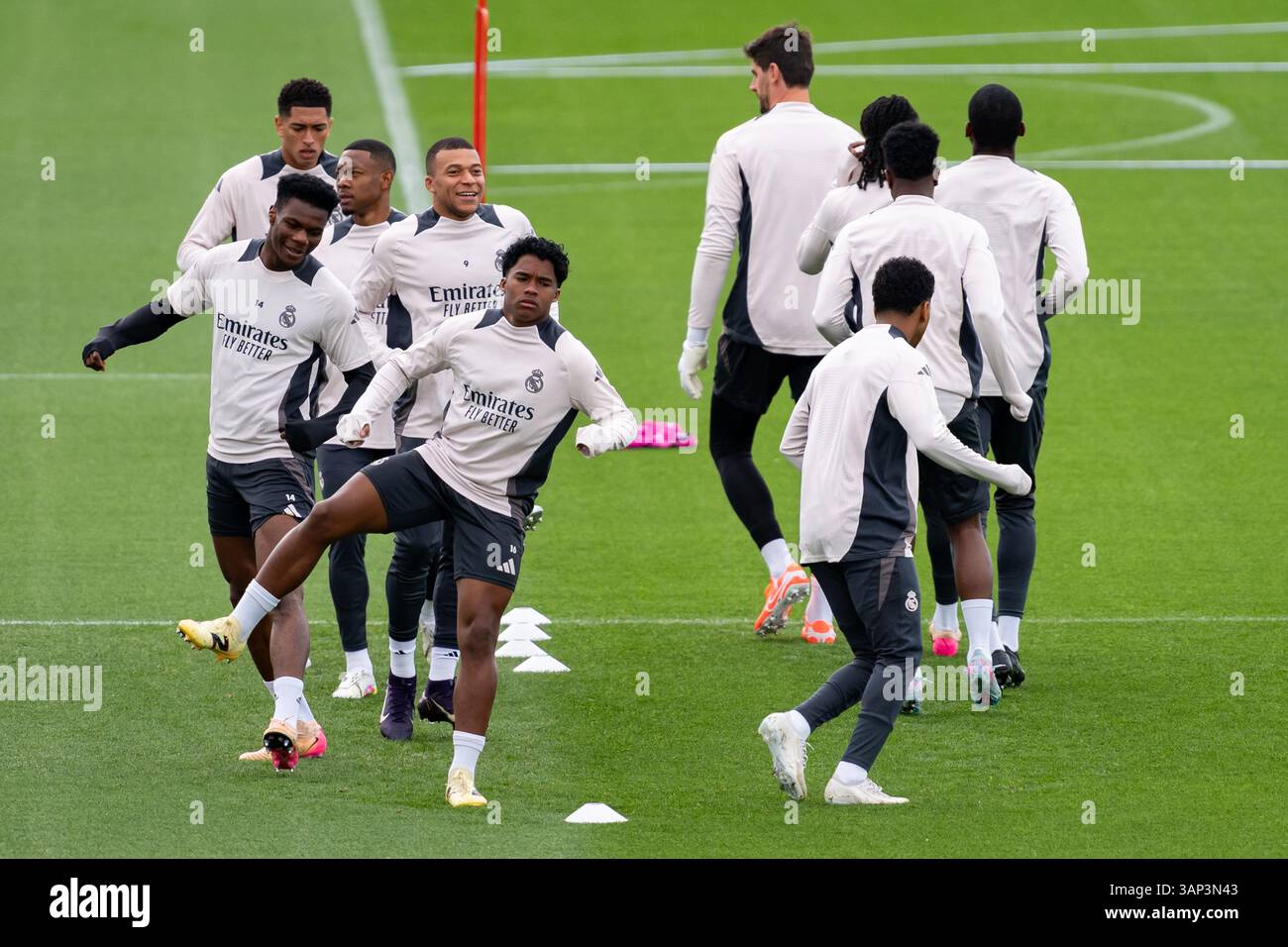 Valdebebas, Madrid, Spain. 15th Apr, 2025. Players of Real Madrid CF ...