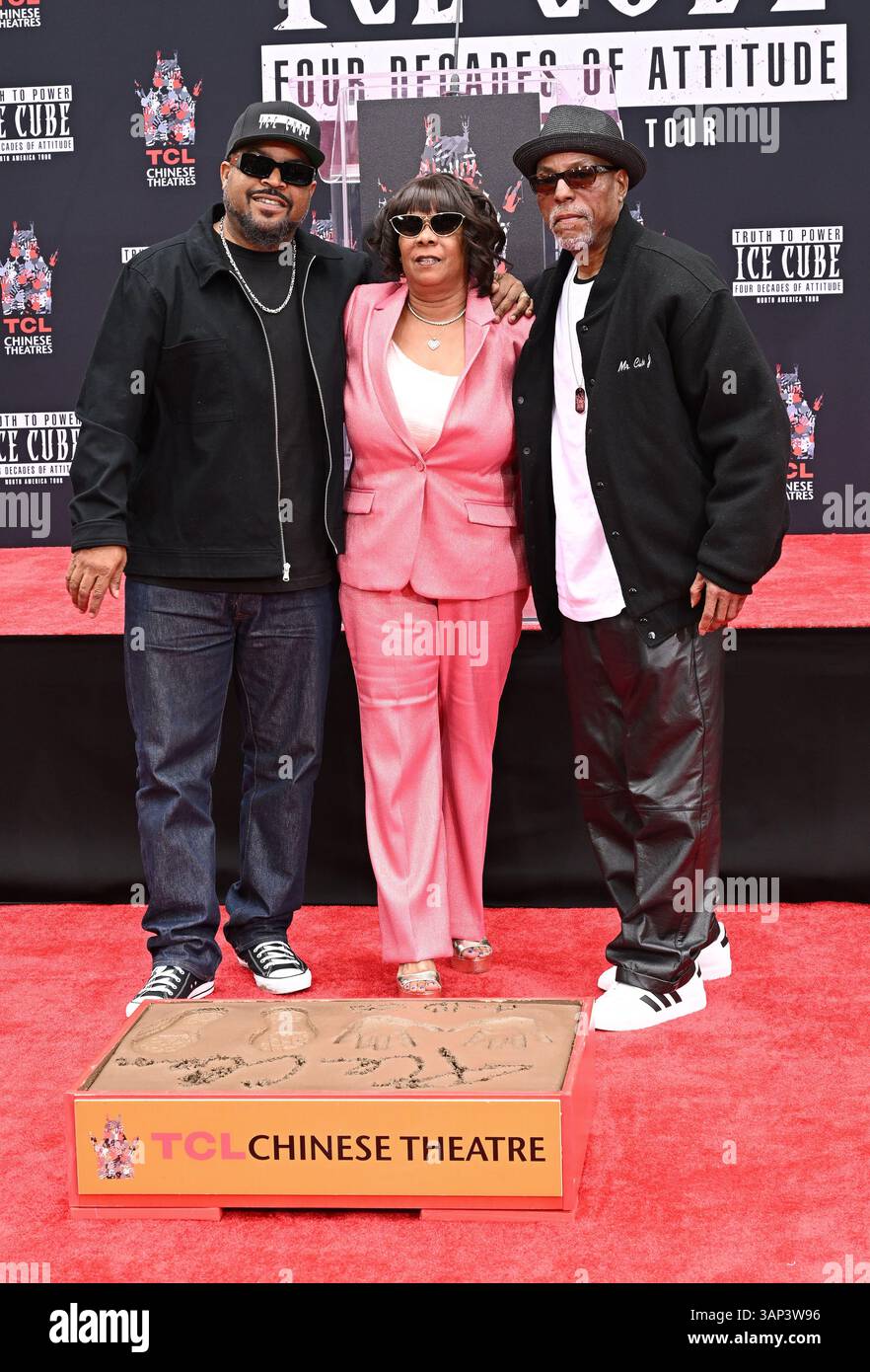 Hollywood, USA. 15th Apr, 2025. Ice Cube, Patty Jackson and C.J Jackson ...