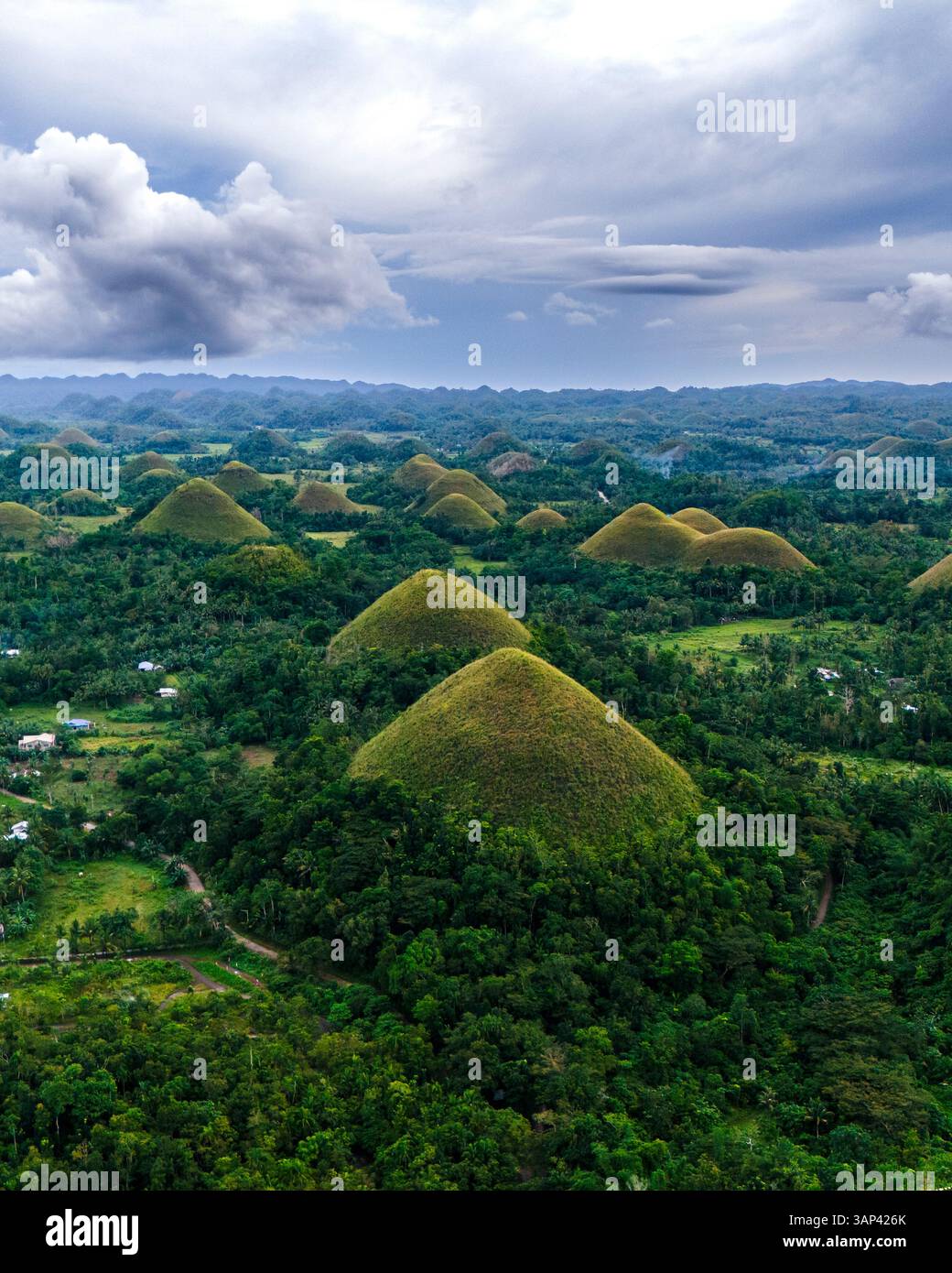 Aerial drone view of Chocolate Hills on the island of Bohol ...