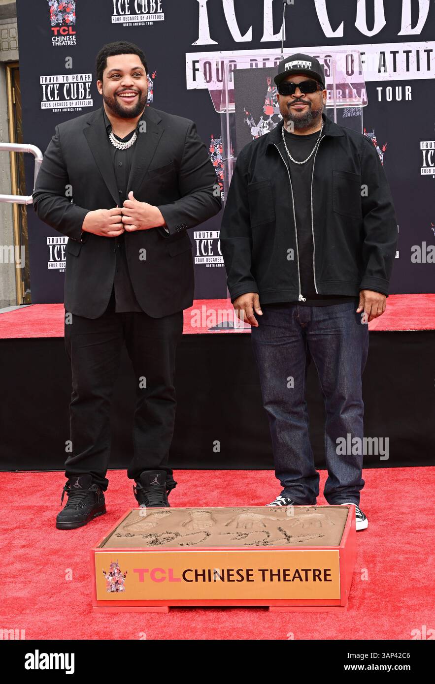 Hollywood, USA. 15th Apr, 2025. O'Shea Jackson Jr. and Ice Cube at Ice ...