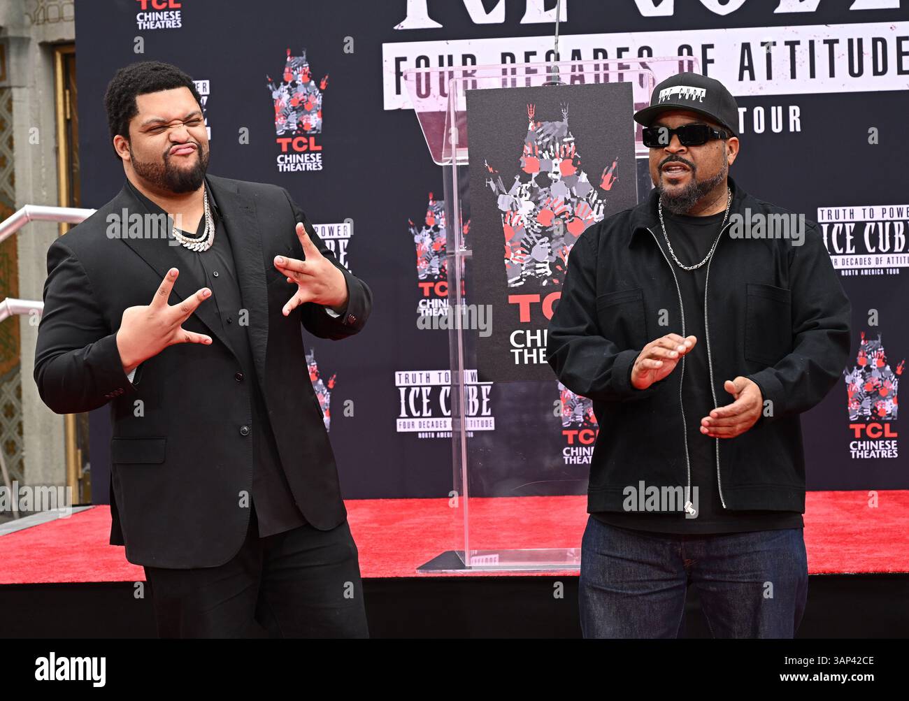 Hollywood, USA. 15th Apr, 2025. O'Shea Jackson Jr. and Ice Cube at Ice ...