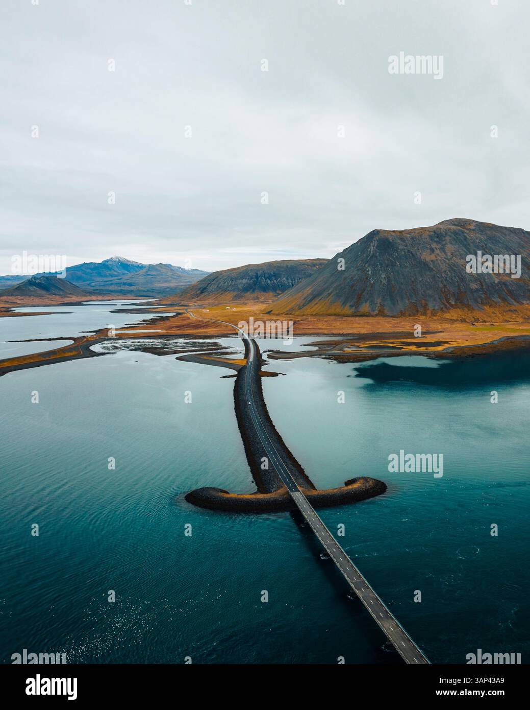 Aerial drone view of Viking Bridge, sword shaped bridge on the ...