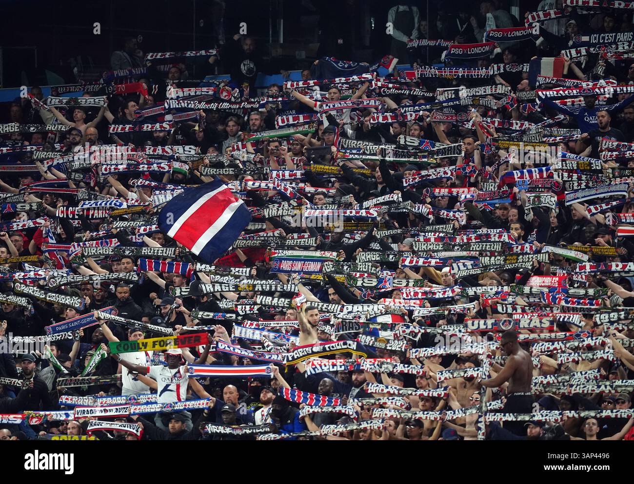 Paris Saint-Germain fans during the UEFA Champions League quarter final ...