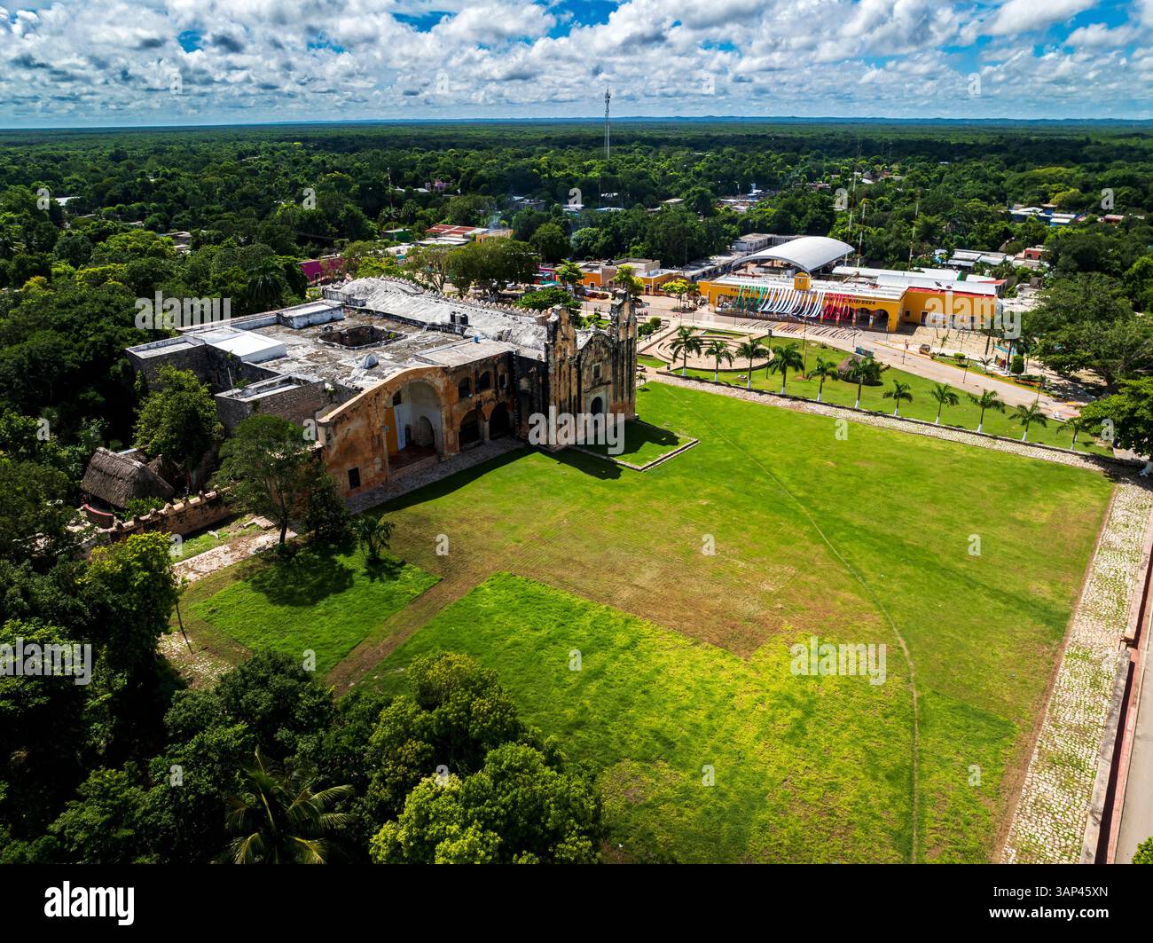 Aerial view of the historic Convento de San Miguel Angel surrounded by ...