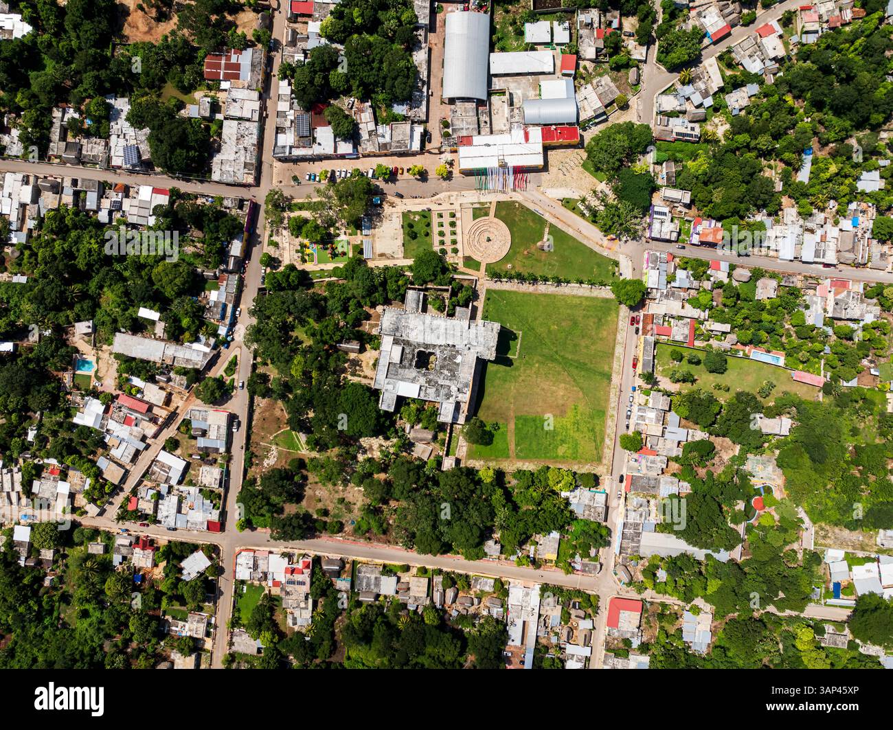 Aerial view of Convento de San Miguel Angel surrounded by greenery and ...
