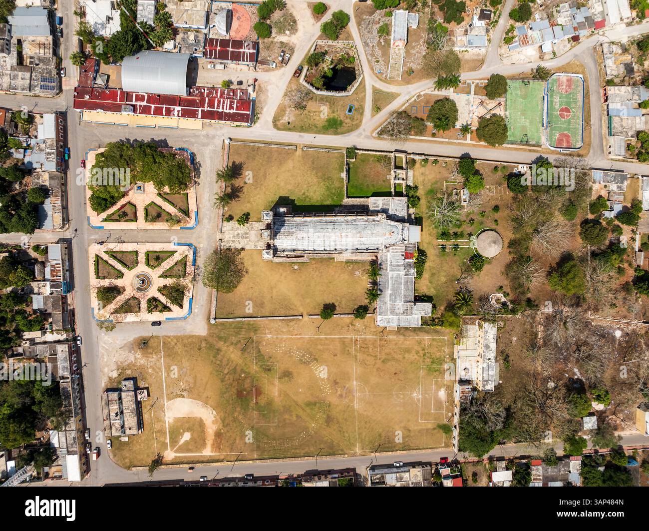 Aerial view of Mayan church in Yaxcaba, Yucatan, Mexico Stock Photo - Alamy