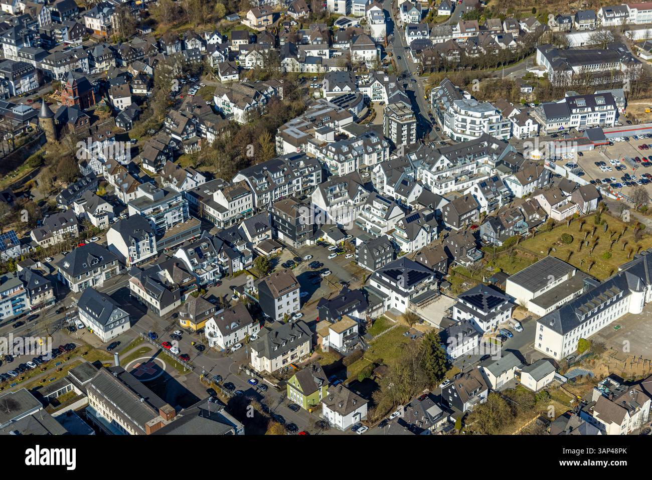 Luftbild, City Innenstadt Wohngebiet Kampstraße, Olpe-Stadt, Olpe ...