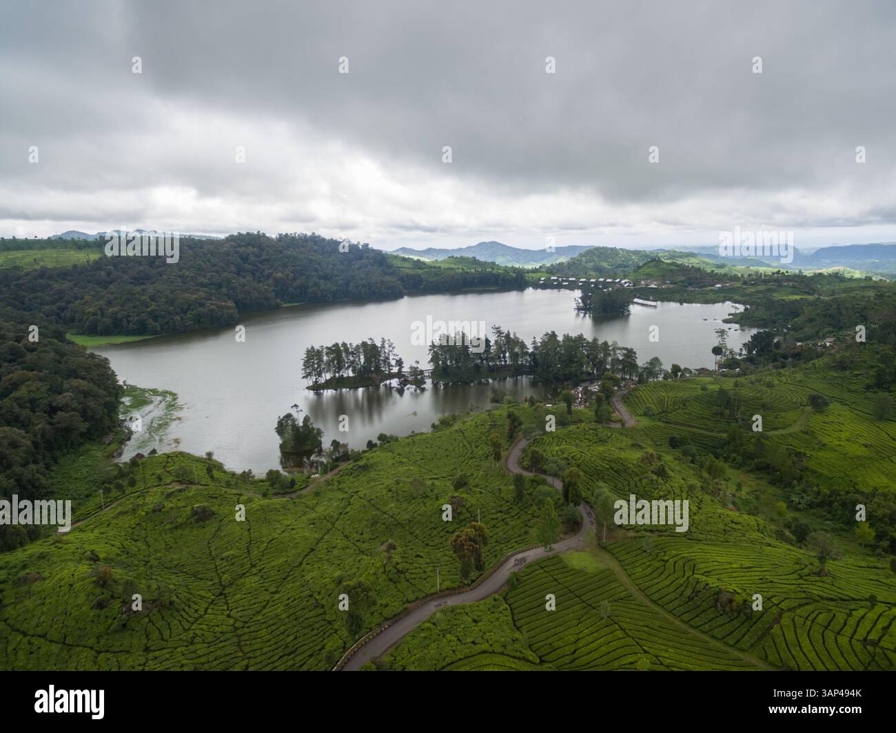 Aerial panoramic view of Patenggang Lake, West Java Indonesia Stock ...