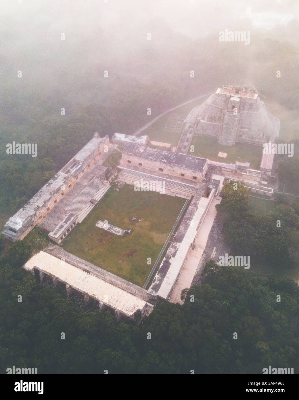 Aerial view of the ancient city of Uxmal, Yucatan, Mexico Stock Photo ...