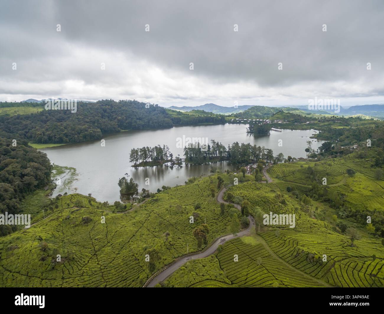 Aerial panoramic view of Patenggang Lake, West Java Indonesia Stock ...