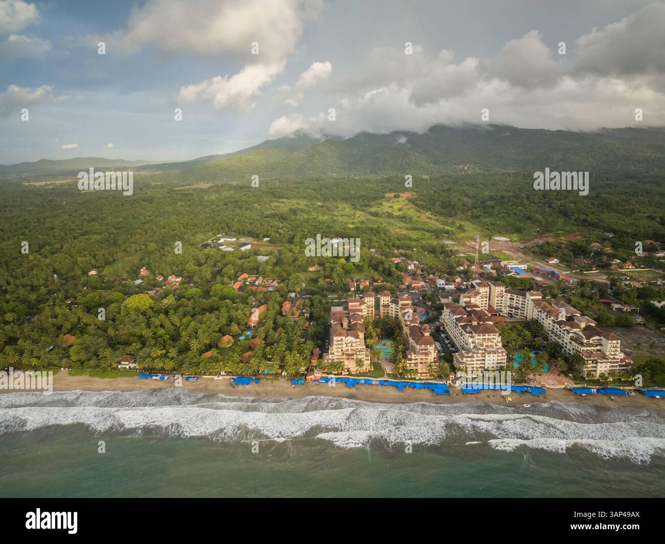 Aerial view of a hotel near the coast at Java island, Indonesia Stock ...