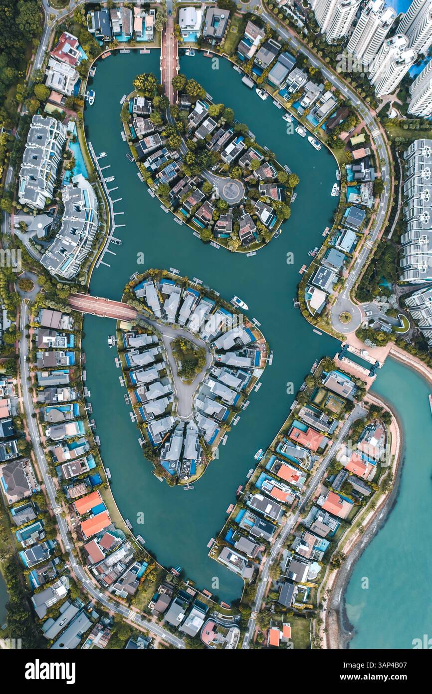 Aerial View of the residency area of Pearl Island in Singapore Stock ...