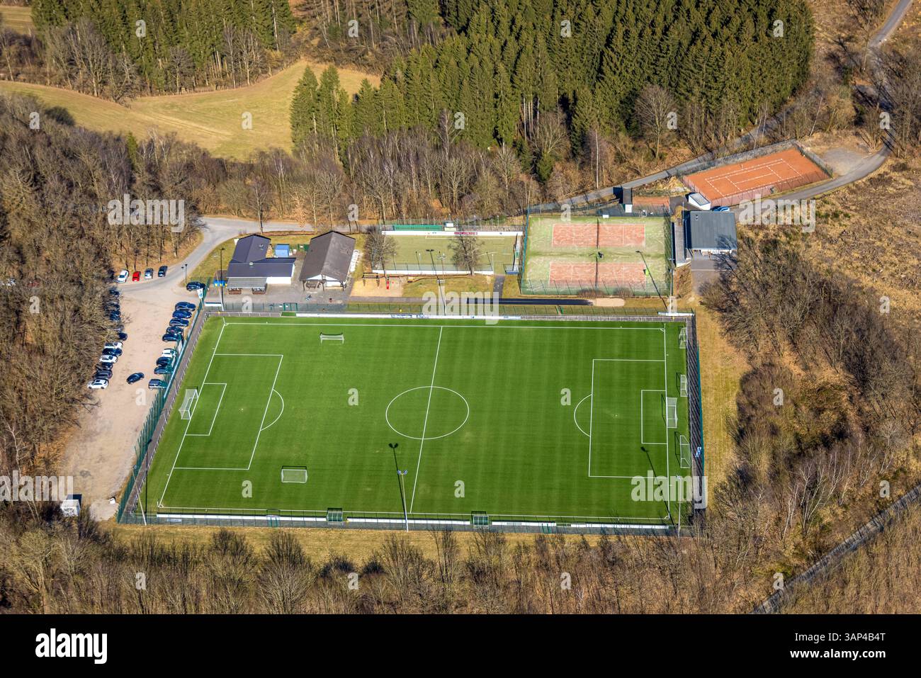 Luftbild, Fußballstadion TuS Rhode e.V. und Tennisplätze TC Rhode ...