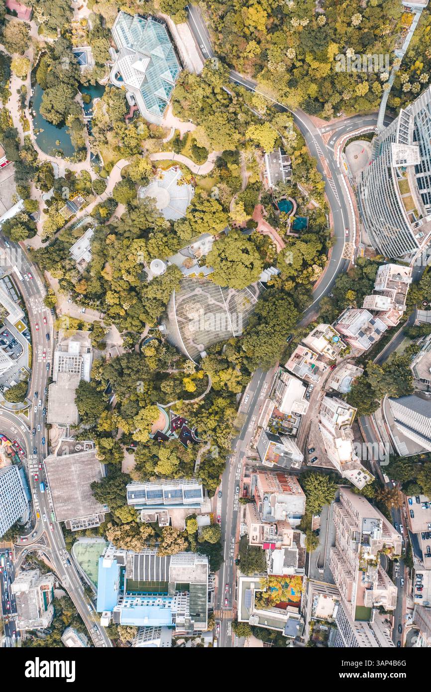 Aerial View of the Edward Youde Aviary in the Hong Kong Park, China ...