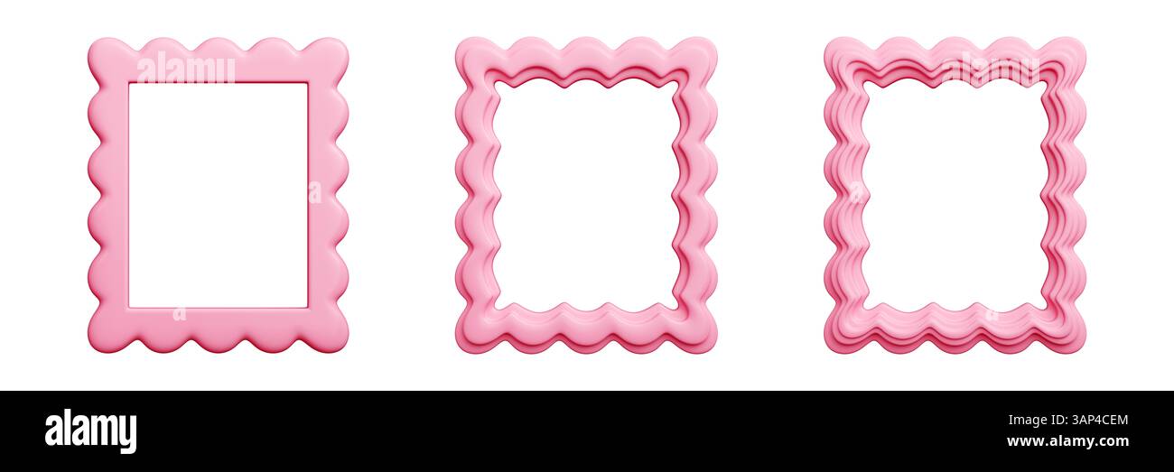 Scallop border 3d frame set pink boasting undulating shell-like ...