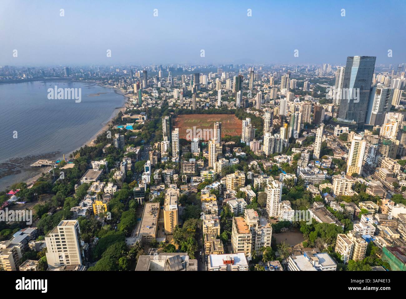 Aerial view of urban cityscape with high-rise buildings in Dadar West ...