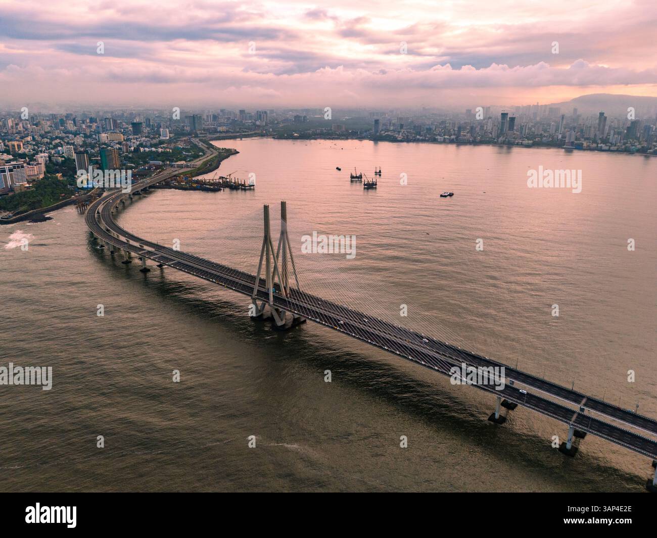 Aerial view of the beautiful Sealink bridge and vibrant skyline over ...