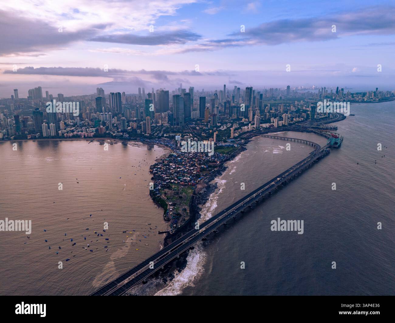 Aerial view of the beautiful Sealink bridge and bustling skyline over ...