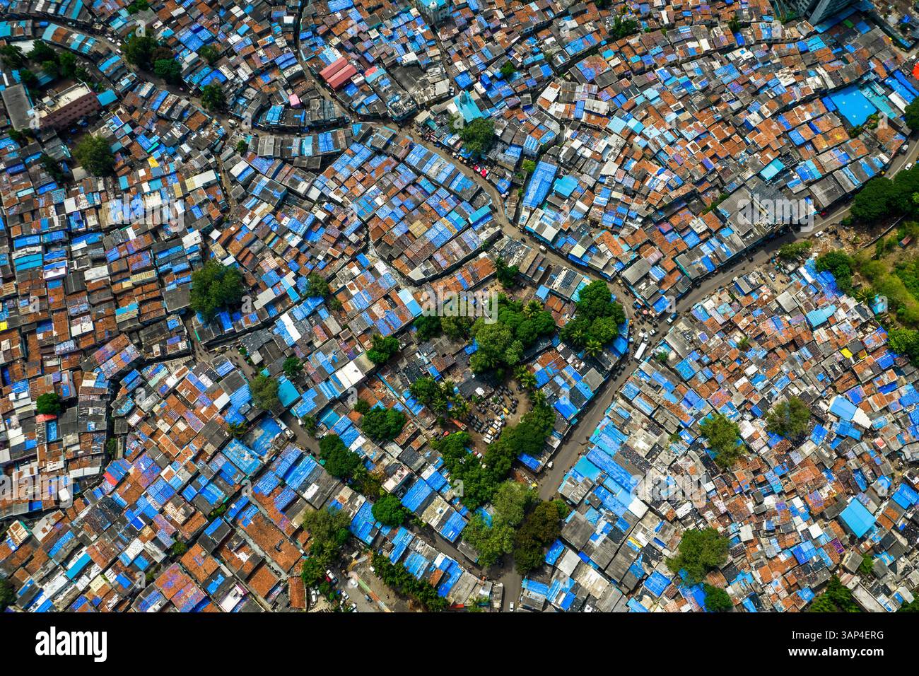 Aerial view of urban residential district in Bhandup West, Mumbai ...