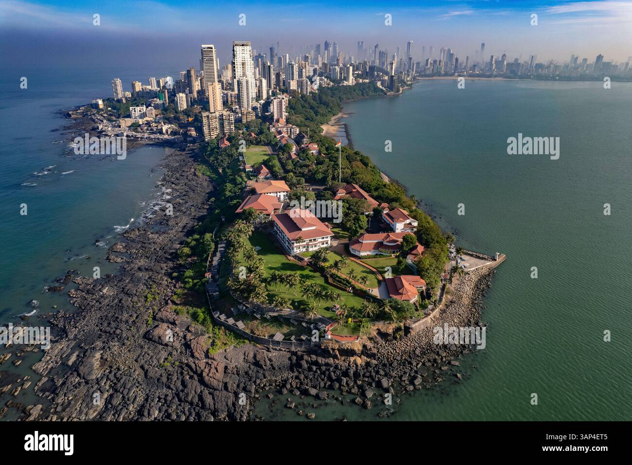 Aerial view of Rajbhavan, Back Bay, Malabar Point, Mumbai, India Stock ...