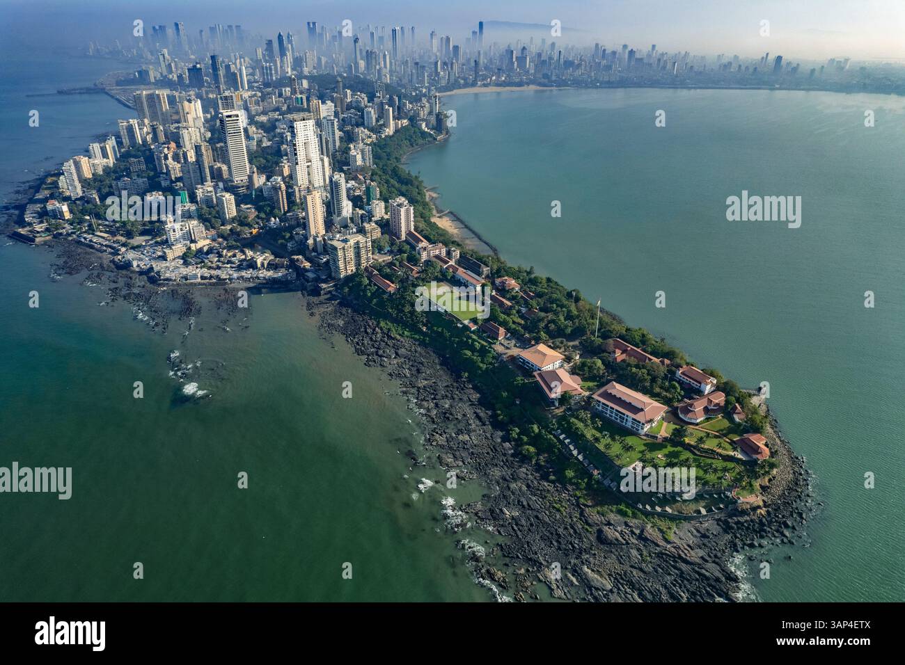 Aerial view of urban cityscape with skyscrapers and residential ...