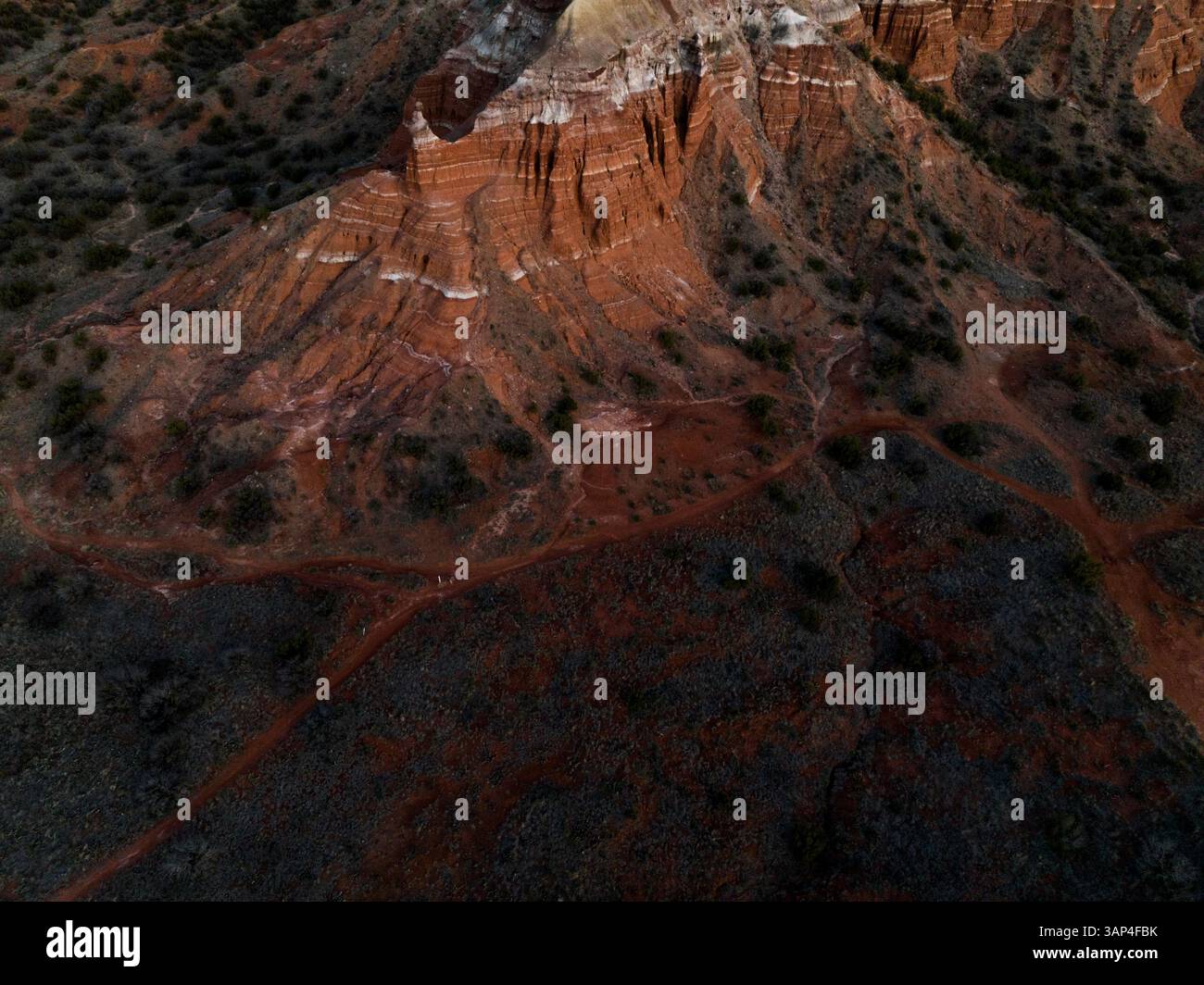 Aerial view of majestic rock formations in Palo Duro Canyon State Park ...