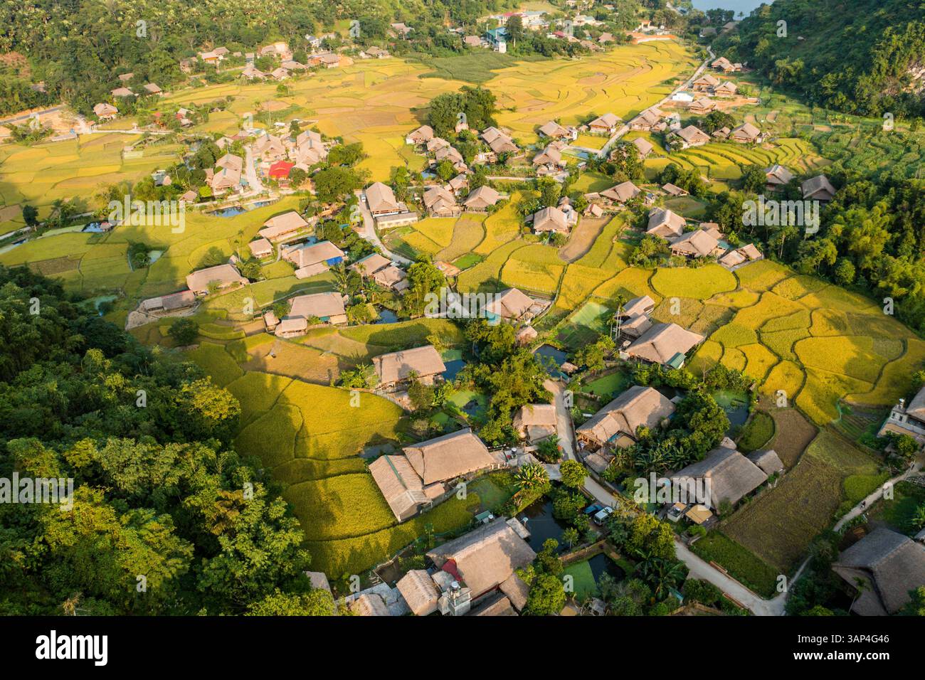 Aerial view of Ha Giang Village among the mountains, Vietnam Stock ...