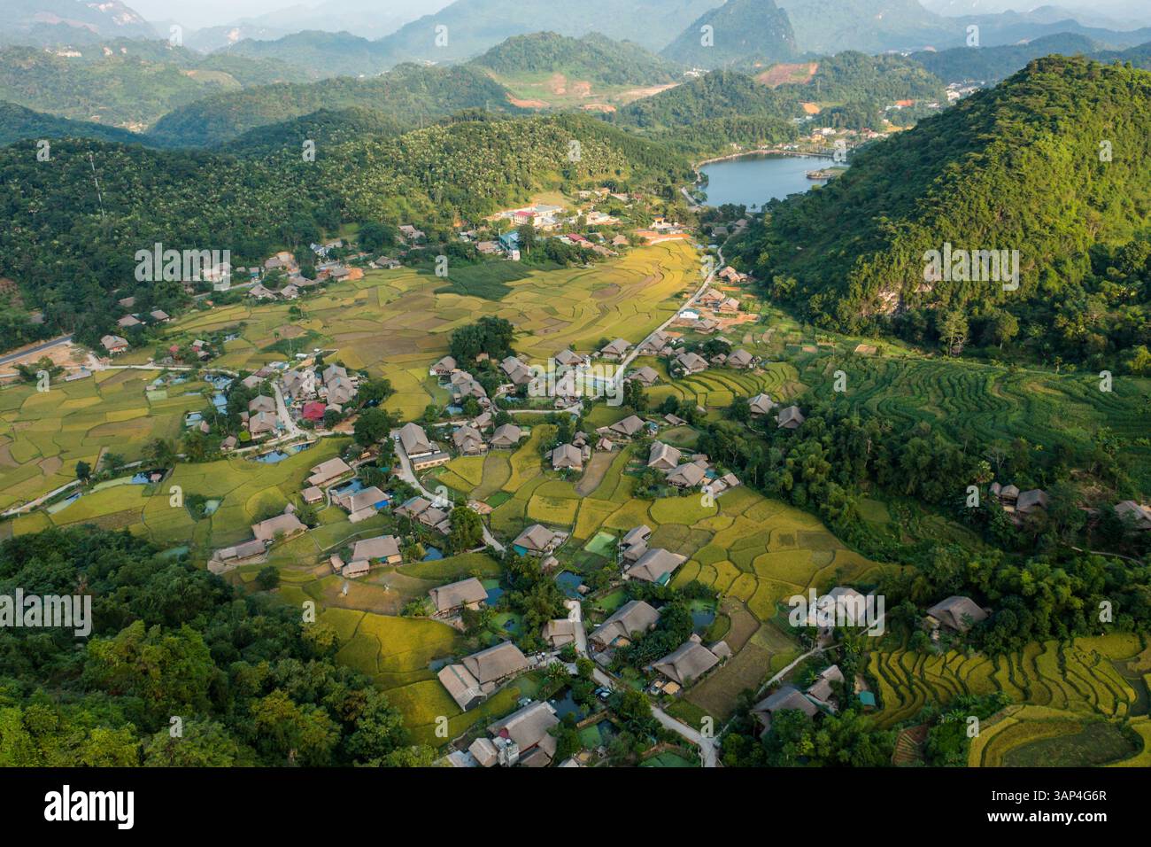 Aerial view of Ha Giang Village among the mountains, Vietnam Stock ...