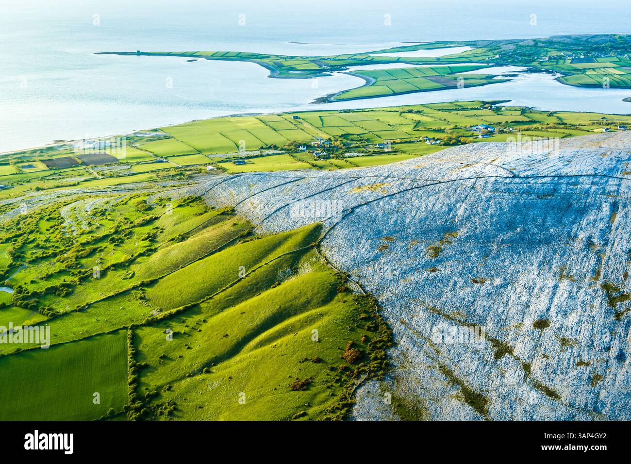 Aerial view of the limestone mountain at the Atlantic Ocean shore ...