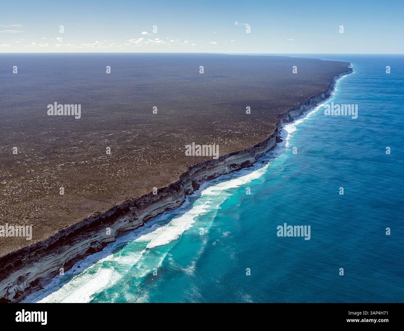 Aerial view of rugged Baxter Cliffs overlooking the Great Australian ...