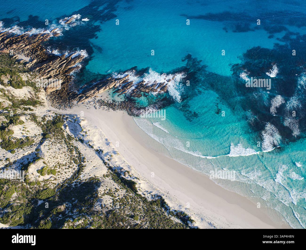 Aerial view of white sand beaches and turquoise waters in Esperance ...