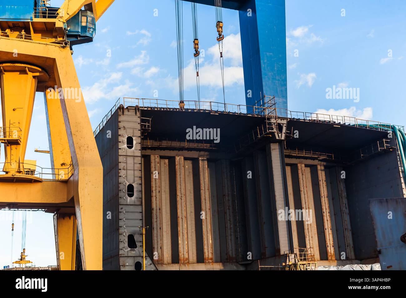 Construction of the hull of a new vessel at the shipyard in Constanta ...