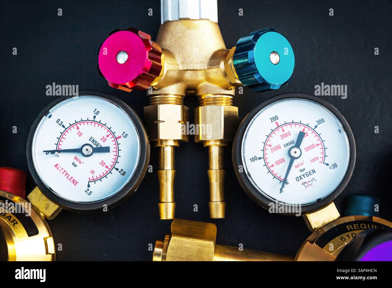 New cutter and two monometers for acetylene and oxygen, for gas cutting ...