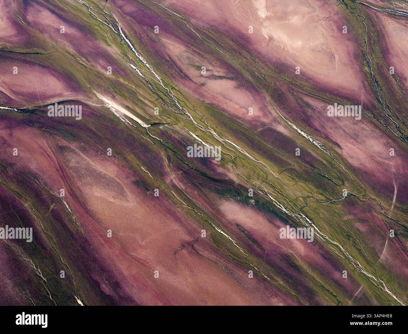 Aerial view of flood plain and river in Channel Country, Bedourie ...
