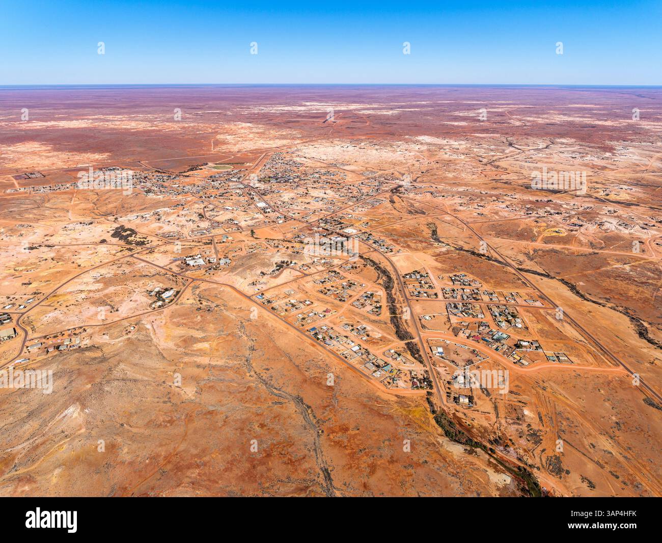 Aerial view of remote opal mining town Coober Pedy, South Australia ...