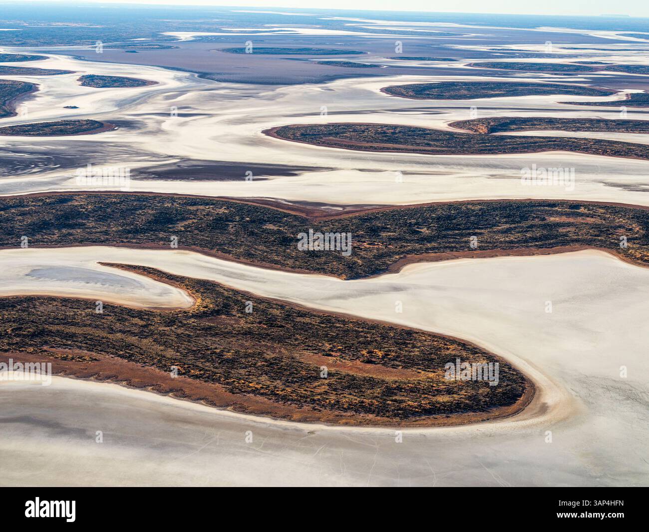 Aerial view of expansive salt lake Amadeus with unique patterns and ...