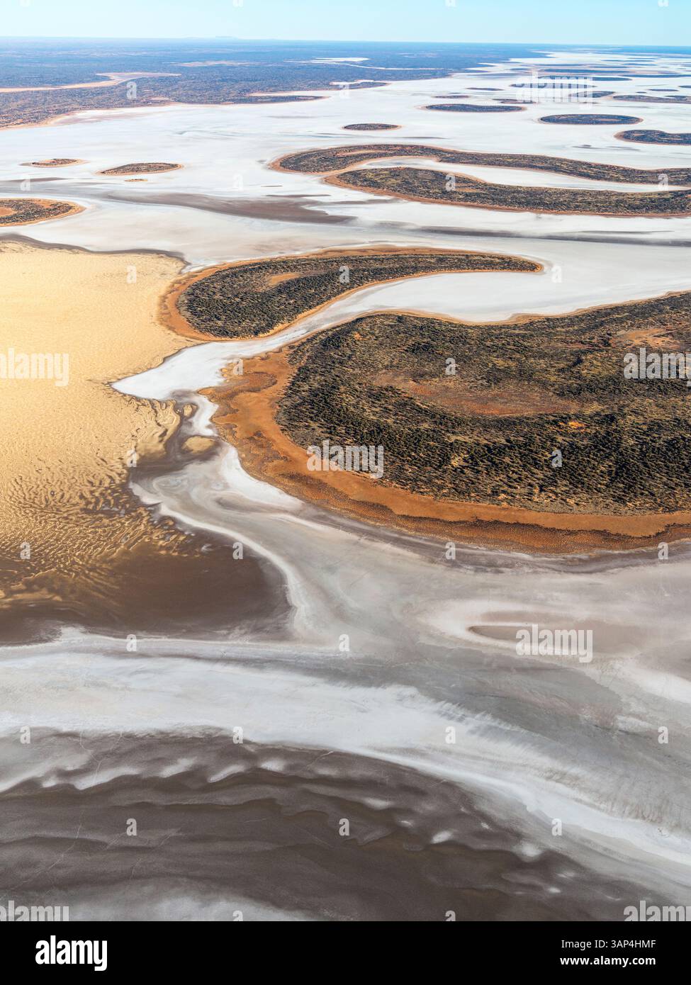 Aerial view of Lake Amadeus, salt lake with desert patterns and texture ...