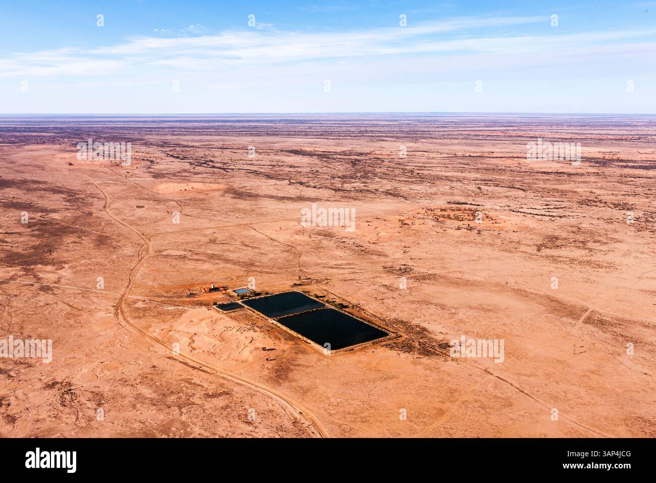 Aerial view of vast arid desert landscape, Cameron Corner, Queensland ...
